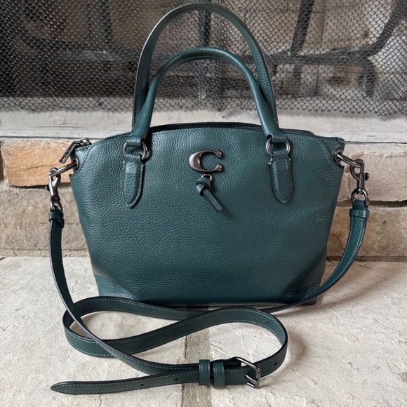 Coach | Bags | Coach Remi Pebbled Leather Satchel Crossbody In Dark ...